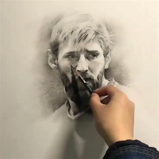 Charcoal Drawing Study of Lionel Messi | Portrait Rendering Process