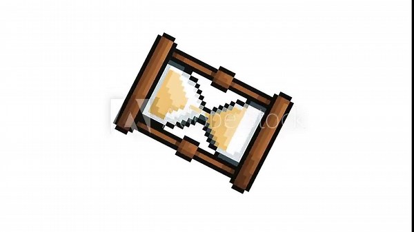 Pixel art of a sand timer rotating or flipping, animated loop Stock Video