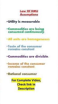 DIMINISHING MARGINAL UTILITY | ASSUMPTIONS | #microeconomics #economics #class11economics
