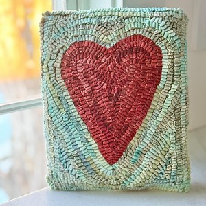 Folk Art Primitive Wool Hooked Rug Pillow ~ Primitive Red Heart ~ - Etsy