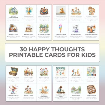 Happy Thoughts Therapy Cards for Kids Printable Psychotherapy Game Children