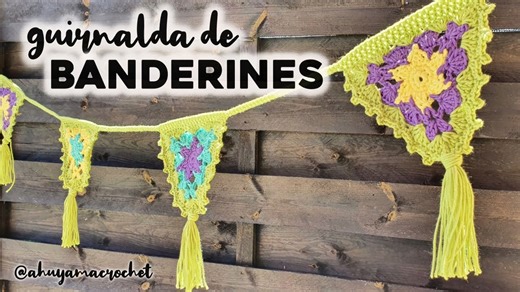Guirnalda de triángulos con flor a crochet: banderines DIY paso a paso
