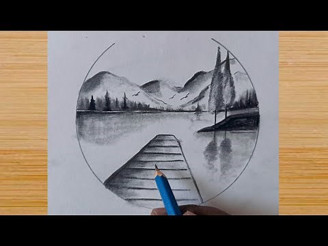 Nature Scenery Drawing step by step / easy pencil sketch for beginners