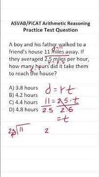 ASVAB/PiCAT Arithmetic Reasoning Practice Test Question: Distance, Rate, and Time (d = rt)