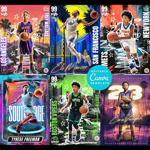 Basketball Trading Cards Canva Template Custom Sports Card Bundle for Kids Editable Player Card Design Printable Sports Template - Etsy
