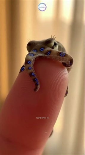 A Tiny Blue-Ringed Octopus on a Finger?! 😱🐙💙