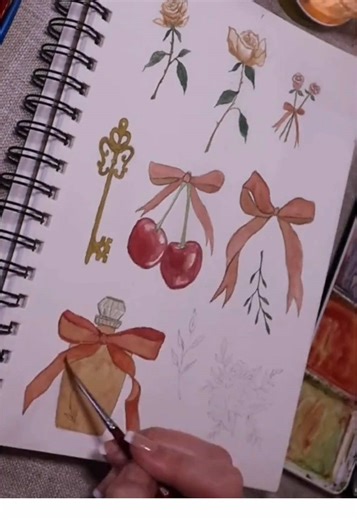 A perfume bottle illustration 💎🎀 This one started with a warm gold base for the bottle, followed by a crystal top painted in silvers and soft grays for dimension. I finished it with a pink bow and leafy details to keep it cohesive with the rest of the collection. This piece is part of a Valentine’s-themed pattern designed for products like mugs, pillows, phone cases, and more. Soft, dreamy, and full of details ✨ #illustration #romanticwatercolor #valentinesart #surfacepatterndesign #artistproc