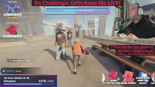 First Gifter W's, Come check me out live sometime! I stream almost every day! #tiktoklive #livehighlights #skate #gaming #live