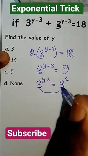 Exponential Trick to Find Y #highschoolmath #maths #basicproblems