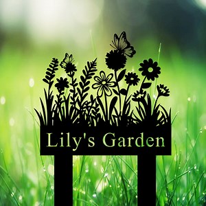 Custom Garden Sign With Stake, Flower Design Personalized Garden Sign, Gardener Name Sign, Yard Sign, Mom's Metal Garden Sign, Porch Decor - Etsy