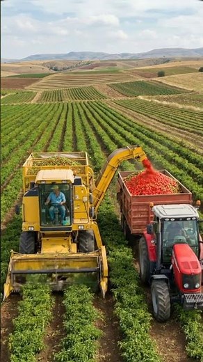🚜 Smart Tomato Harvesting Machine in Action | Modern Farming Technology 🍅