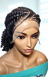 Cornrow Large Braids With Spring Curls. Black Braided Wig. Full Lace With Baby Hair - Etsy