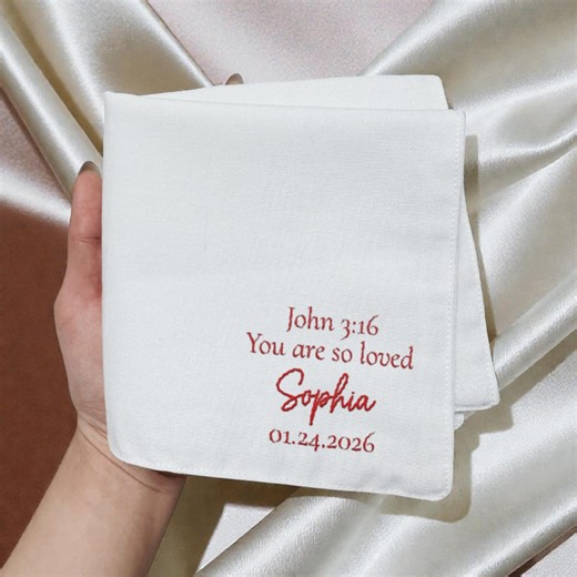 Personalized Linen Handkerchief, Christian Baptism Gift, Bible Verse Hanky - Etsy