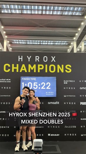 Ohm Wanjai on Instagram: "HYROX SHENZHEN 2025 🇨🇳 1:05:22 (4:25min PB) 2nd race and the final race of 2025 with my favorite person, @kiekiekieee 💕 First race since HYROX Bangkok in May. After catching the flu in the US earlier this year, the past few months were all about rebuilding. Did a lot of running and incline run. Ran my first half marathon and 10K this year. My running improved a lot in this race, but I still need to work on how I approach the stations. Training with pro weight and rac