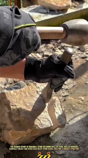 Professional Process to Install Natural Stones for Slope Control #dailywork