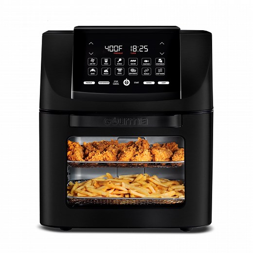 Gourmia 14 Qt Air Fryer Oven, 12 Presets, Rotisserie, FryForce 360°, Black