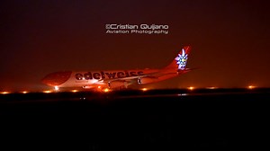 ✅ Turbinas al rojo vivo ✅ Condensación ✅ Sonido top Belleza de despegue del A340 de Edelweiss por pista 07 hacia Liberia y luego a Zurich. 🔥🔥🔥 | Cristian Quijano Aviation Photography