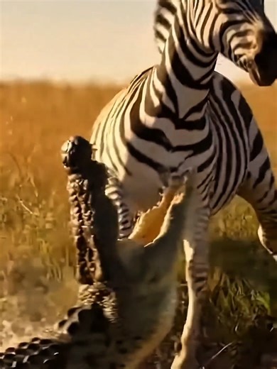 Serangan Buaya Gagal Mengenai Zebra! #buaya #zebra #nature #fyp #wildlife