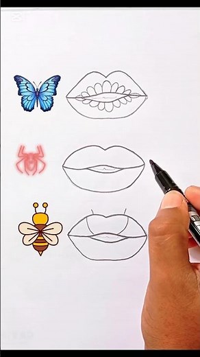"🦋 vs 🕷️ vs 🐝 Lip Painting Tutorial – Step-by-Step Hacks"