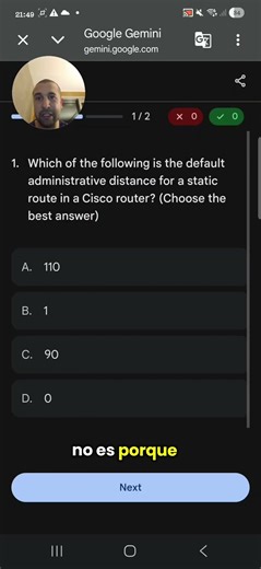 Pregunta CCNA: Ruta estática Cisco
