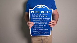 SmartSign Designer Custom Pool Rules Sign - 12" x 18", 120 mil Aluminum Composite (ACM), Reflective Option, Choose Color, Made in USA