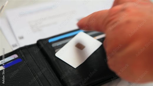 A close up of a person cutting up a bank credit card with an open purse and credit card bills in the background.