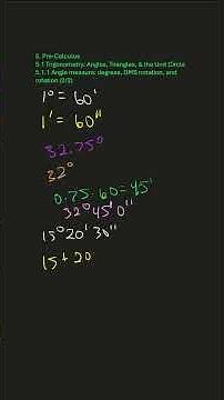 What's DMS? Pre-Calculus 5.1.1 Angle measure: degrees, DMS notation, and rotation (2/2)