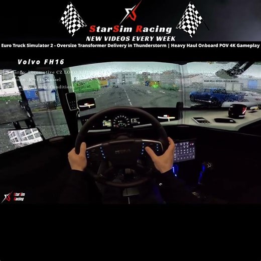 Euro Truck Simulator 2 - Oversize Transformer Delivery in Thunderstorm - Heavy Haul Onboard POV 4K