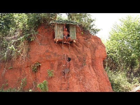 Dig Cliff to Build Underground House From Bamboo