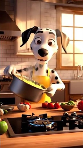 Cute Dalmatian DoTi Makes Spaghetti Like a Chef! 🍝🐶 | Adorable 3D Cooking Animation #3danimation