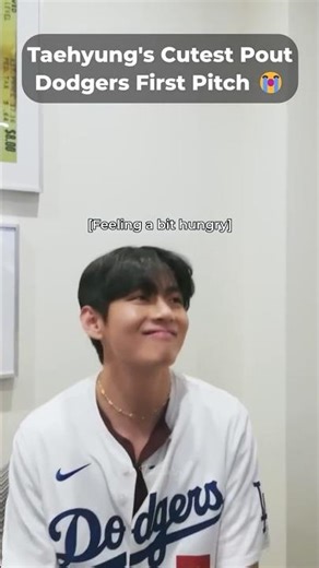 Taehyung's CUTEST POUT at Dodgers 1st Pitch #V #shorts