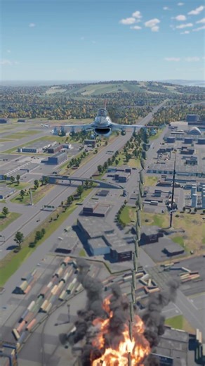 HIGHWAY ANNIHILATION! 💥 | F-16 Fighting Falcon Precision Bombing | #Shorts #F16 #HighwayStrike