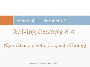 Lecture 41 - Seg 2, Chapter 8: Non-Isothermal, Non-Adiabatic Reactor Design, Isomerization of Butane