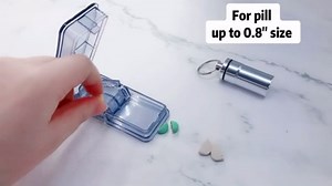 JohnBee Pill Cutter | Best Pill Cutter for Small or Large Pills | Designed in The USA| Cuts Vitamins | Includes Keychain Pill Holder (Blue)