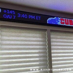Home office LED Ticker for showing Stock Quotes or Sports Scores #RiseTicker See more examples in our Install Gallery https://buff.ly/3owvbpw | Rise Display