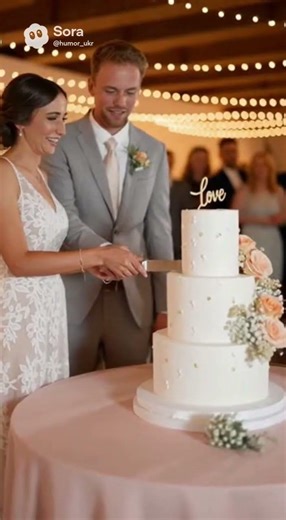 Wedding cake cut fail – knife still with guard 😂🍰 #wedding