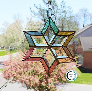3D Stained Glass Spinner: Pastel Beveled Prism Suncatcher - Etsy