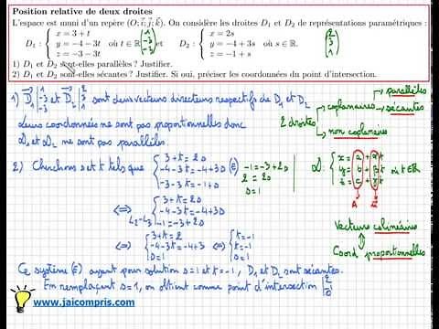 Comment savoir si 2 droites de l'espace sont parallèles, sécantes ou non coplanaires - IMPORTANT