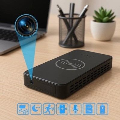 Portable Power Bank Wireless Charger Camera 1080P Night Vision Motion Detection | eBay