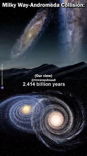 313K views · 5.2K reactions | ✓ Milkomeda • Combination of Milky Way & Andromeda Galaxies • Milkomeda Timelapse | Milky Way and Andromeda Collision . — Rizwan Ayub Saadi — Video Credit: Seekers of the cosmos . #rizwanayubsaadi #milkyway #andromeda #galaxy #spacescience #space #spacetime #universe | Rizwan Ayub Saadi | Facebook