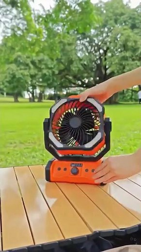 Portable Camping Fan with LED Light 🇬🇧 USB Rechargeable Outdoor Lamp & Powerful Wind Fan