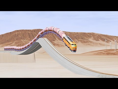 Trains vs Slopy Rail Tracks - Beamng Drive