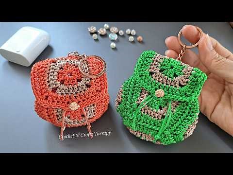 BEAUTIFUL 😉 Crochet mini bag keychain tutorial for beginners | Crochet gift ideas🌸💕🎁