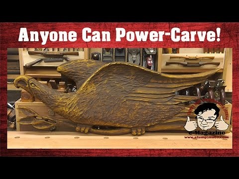 Anyone can power-carve in wood! (Carving a folk-art eagle with the Arbortech mini-grinder)