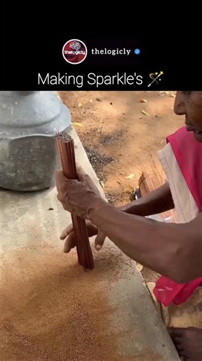 Movie | Meme | Fun | Science | Physics on Instagram: "This video provides a fascinating look into the traditional and intricate manufacturing process of sparklers, a festive staple in celebrations across India. The journey begins with preparing the core, where long metal wires are meticulously bundled and cleaned to ensure a smooth surface. These wires are then dipped into a thick, specialized slurry known as "pyrotechnic composition," which consists of a balanced mix of oxidizers like potassium