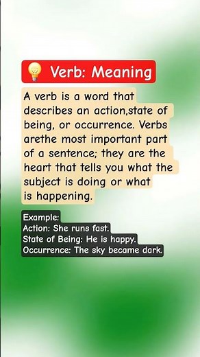 Verb meaning #englishgrammar #verb #DreamScreenAI