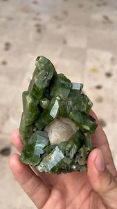 Diopside Crystal Cluster with Calcite An exceptional Afghanistan specimen featuring sharply crystallized emerald-green diopside in an aesthetic cluster, beautifully contrasted by natural calcite. Strong luster, defined crystal faces, and harmonious composition elevate this piece to true collector and display quality. 📍 Origin: Afghanistan 💎 Natural, unenhanced 🖼️ Museum & elite private collection worthy 📩 Inquiries welcome #diopside #diopsidecrystals #diopsidespecimen #fineminerals #crystals