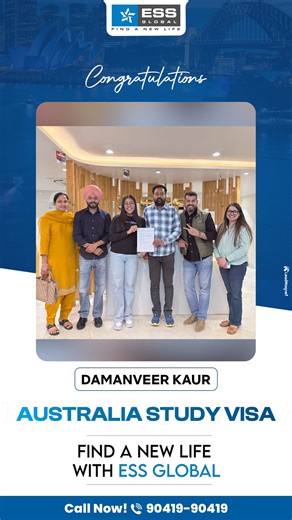 🎉 𝐂𝐨𝐧𝐠𝐫𝐚𝐭𝐮𝐥𝐚𝐭𝐢𝐨𝐧𝐬 𝐃𝐚𝐦𝐚𝐧𝐯𝐞𝐞𝐫 𝐊𝐚𝐮𝐫! 🇦🇺✨ Another success story by ESS Global! Australia Study Visa approved for 🎓 Bachelor of Business Your journey to a global future begins now! 🌏 📞 Call Now: 90419-90419 #ESSGlobal #AustraliaStudyVisa #StudyInAustralia #StudentSuccess #VisaApproved | ESS Global Private Limited
