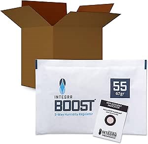 Integra Boost 55% RH, 2 Way Humidity Control Packs – 67g Size for Storing 1 lb Each – Bulk Pack of 100 Moisture Absorbers for Jars & Containers – Humidifier Packets for Herbs, Spices & Food Storage