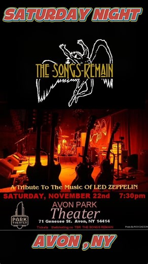 🎸 Led Zeppelin fans, this one is for you 🎸 Don Mancuso is bringing the thunder with The Songs Remain this Saturday night at the Avon Theatre in Avon NY. Get ready for soaring vocals, monster riffs, and the kind of classic rock energy that shakes the walls. If you love Zep, you will feel this one in your chest. If you have never seen The Songs Remain live, this is the perfect night to fix that. 📍 Avon Theatre, Avon NY 📅 Saturday night 🕗 Showtime at 7:30 PM Grab your friends and come feel the